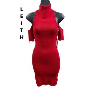 Leith | Dresses | Leith Red Chili Cold Shoulder Designer Dress Nwt ...
